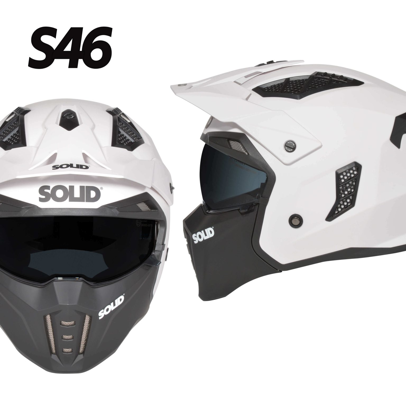 S46 Full-Face with a drop down tinted shield & removable chin-bar - SOLID Helmets